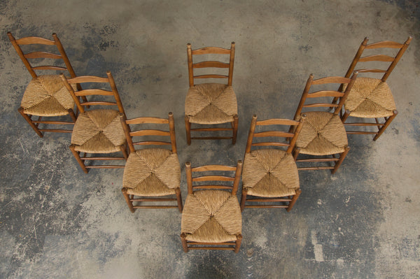 Antique Country French Ladder Back Maple Farmhouse Dining Chairs W/ Ru ...